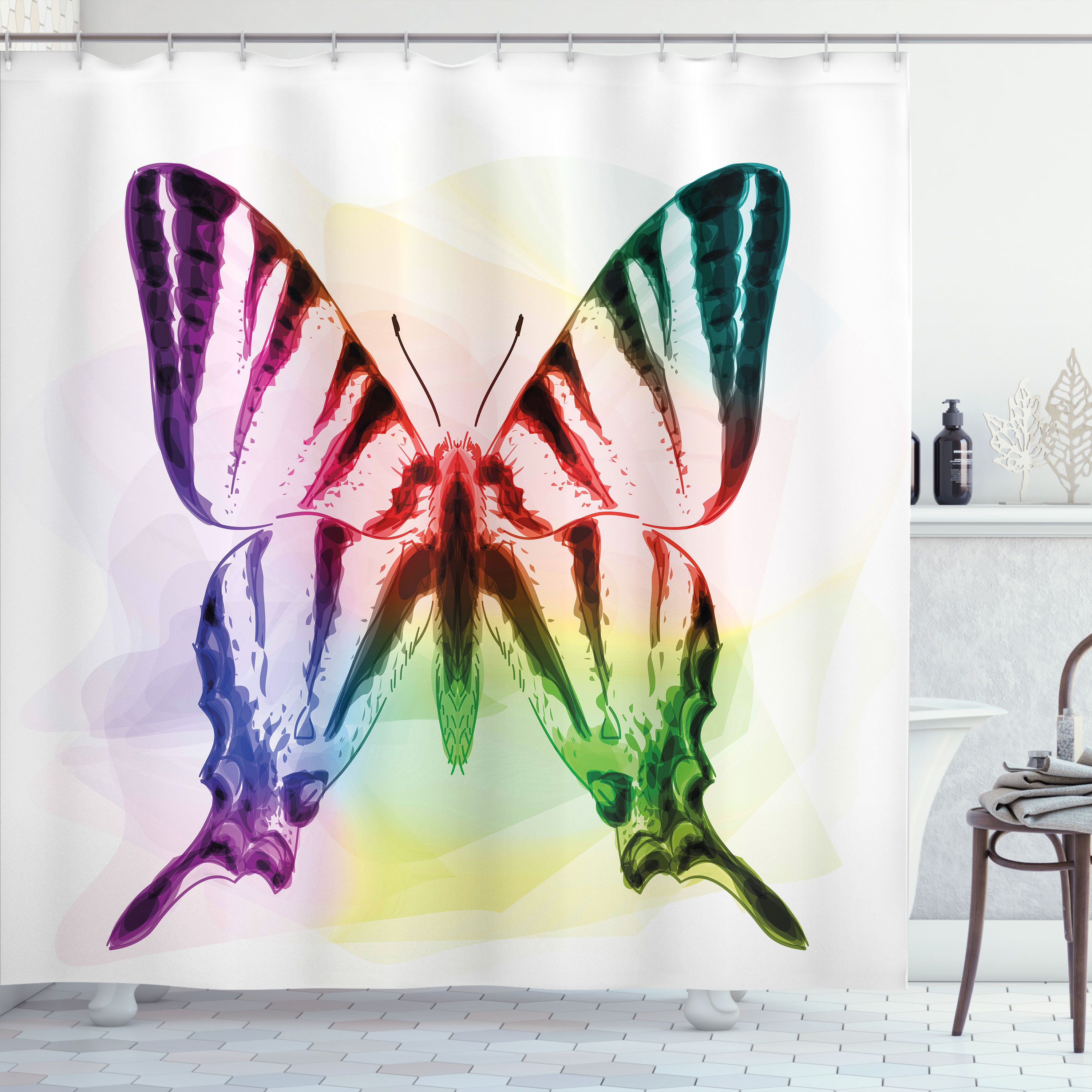 Dakota Fields Swallowtail Shower Curtain Butterfly Rainbow 69"Wx70"L Multicolor | Wayfair